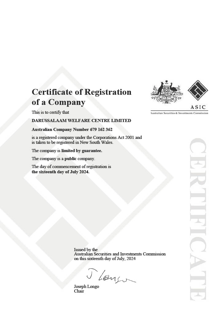ASIC Registration | Darussalaam Cemetery